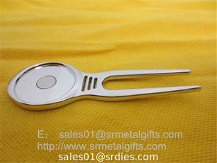 China Metal golf repair pitchfork, metal golf repair divot tool with custom logo ball marker, supplier