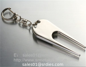 China Silver alloy golf divot tool keyrings, metal golf club gift divot repair tool key tag, supplier