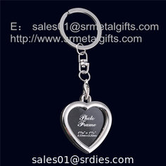 China Metal heart shape picture locket key rings, heart shaped picture frame locket key tags, supplier