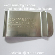 China Satin brush stainless steel money clip with chemically etched logo, supplier