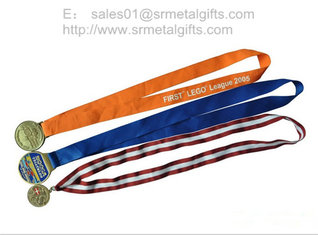 China Antique bronze athletics medals with lace ribbon, bronze engraved sporting medals, supplier