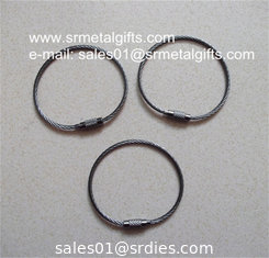 China Black nickel plated steel wire loop with screw nut for wire cable keyring supplier