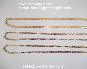 China Rose gold steel flat link chain necklaces gold link chain jewelry supplier