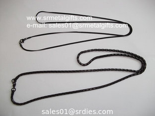 China Black plated steel flat snake chain necklace for lady jewelry supplier