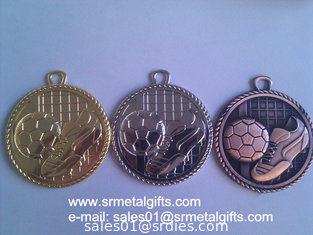 China OEM metal soccer medals, custom embossed metal football medals supplier