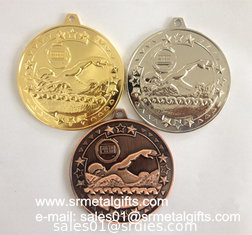 China Antique bronze swimming championship medals with lace, hollow swimming metal medals, supplier