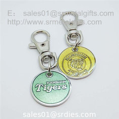 China Supermarket shopping cart chip, enamel trolley token coin keychains China factory supplier