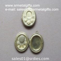 China Rosette copper photo locket, rose brass locket box compact for diy jewelry supplier