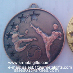 China Die Cast Metal Kungfu Medals, Die Casting 3D Raised Kungfu Winner Medals supplier