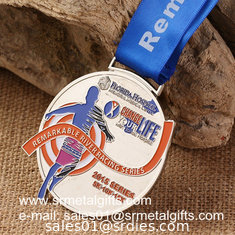 China Silver 10K Running Medal With Color Filled, discounted running medals cheap supplier