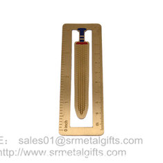 China Brass etched ruler bookmark with inch scale, China photo etching process factory supplier