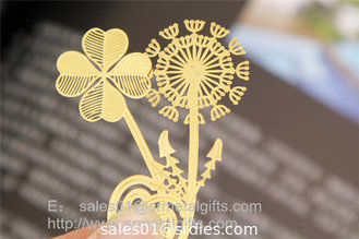 China Exquisite etched copper page markers wholesale, custom etching metal bookmarks supplier
