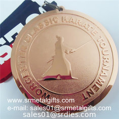 China Bronze Engraved Metal V neck ribbon medal, Customize your metal medals now supplier