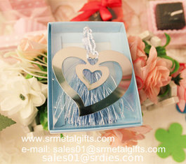 China Heart shape polish steel bookmark, etched heart shape mirror effect steel bookmarks supplier
