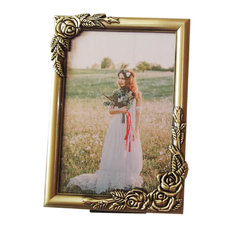 China 5x7 inch Custom Make Antique Brass Plated Metal Rose Picture Frames supplier