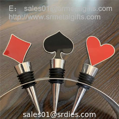 China Customized metal wine bottle stopper with enamel poker design supplier