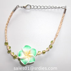 China Polymer Clay Flower Hand Woven Wristbands Bracelet with Wax Cotton Hemp Cords Wholesale supplier