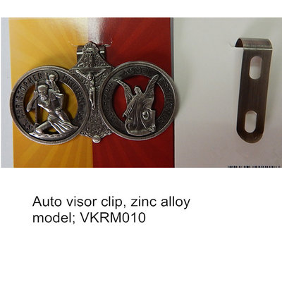 Metal Guardian Auto Visor Clip, St.Christopher Protect us, religious crafts,Christian gift supplier
