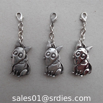 Metal charm pendant to key chain, scarring dog key fob to keychain, zinc alloy, MOQ500pcs supplier