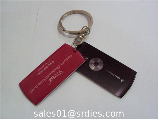 Metal keychain with mobile phone designed tags, promotional gift key holders, zinc alloy, supplier