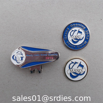 Metal golf hat clip and golf ball marker gift set,golf club souvenirs, golf challenge coin supplier