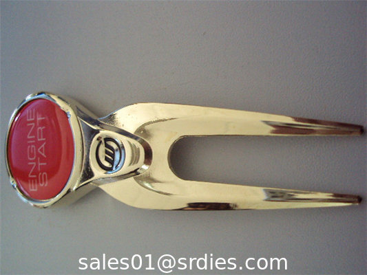 Metal beer opener golf divot tools, 2-in-1 bottle opener golf pitchfork repair tools, supplier