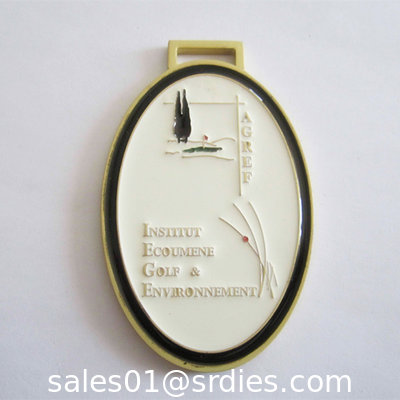 Universal blank metal golf luggage bag tags with poly epoxy filled,China factory small lot supplier