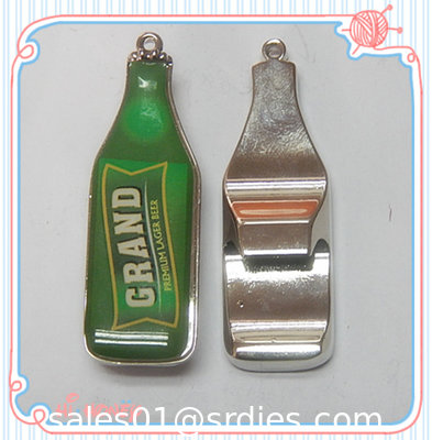 Beer bottle shaped epoxy dome bottle opener, promotion epoxy metal bottle opener key fob, supplier