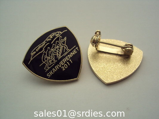 Metal anniversary emblem badge with epoxy color filled, metal safety pin badges, supplier