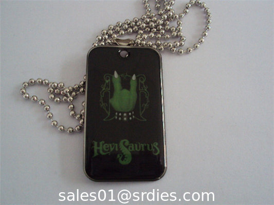 Epoxy dome commemorative event giveaway dog tags with chain, zinc alloy, silver plated, supplier