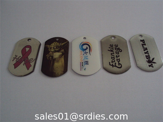 Pink ribbon printed metal dog tags, epoxy pink ribbon key tags for promotional giveaways, supplier