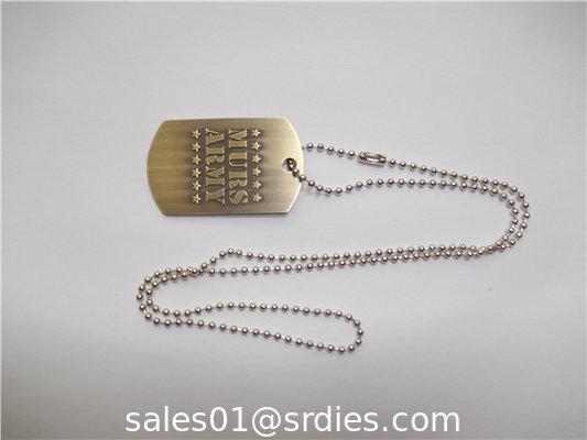 Antique brass plated alloy dog tag with chain,promotional novelty metal dog tag with text, supplier