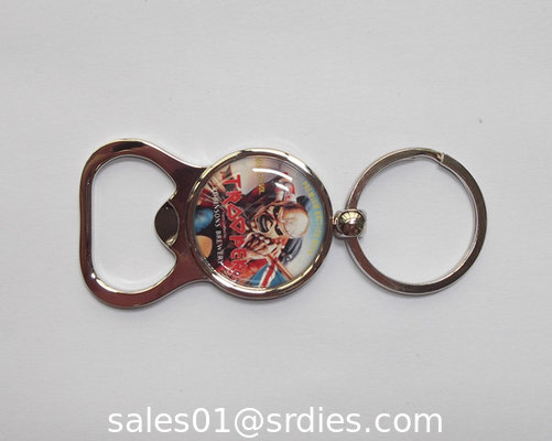 Premium epoxy dome bottle opener key ring, epoxy dome silver plated bottle opener key fob, supplier