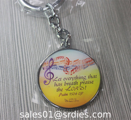 Epoxy dome metal key ring, poly epoxy dome key chain,ready mold, 38*38*2mm, 22g,zinc alloy supplier
