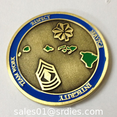 Gold plated commemorative coin with paint design,China factory for metal anniversary coins supplier