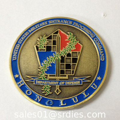 Gold plated commemorative coin with paint design,China factory for metal anniversary coins supplier