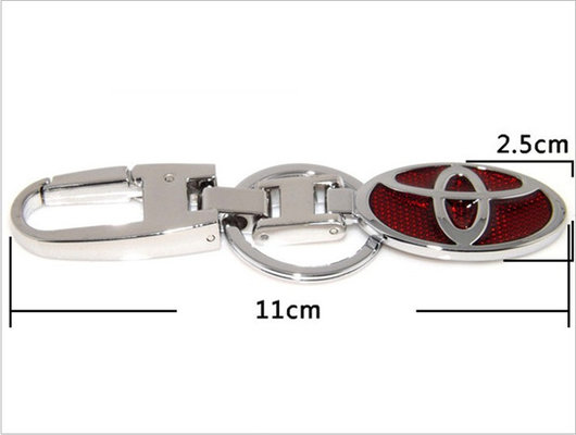 Graded Metal TOYOTA car logo key holder, epoxy Toyota auto logo brand key chains,11x2.5cm, supplier
