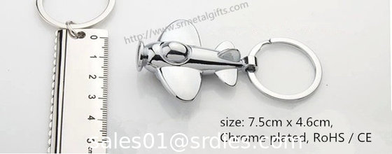 Metal aircraft model charm key ring, metal airplane pendant FOB keychain,China metal gifts supplier