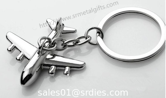 Metal aircraft model charm key ring, metal airplane pendant FOB keychain,China metal gifts supplier