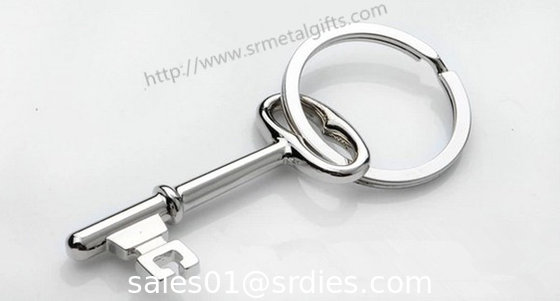 Custom logo key shaped charming key rings, premium quality alloy key shaped FOB keychains, supplier