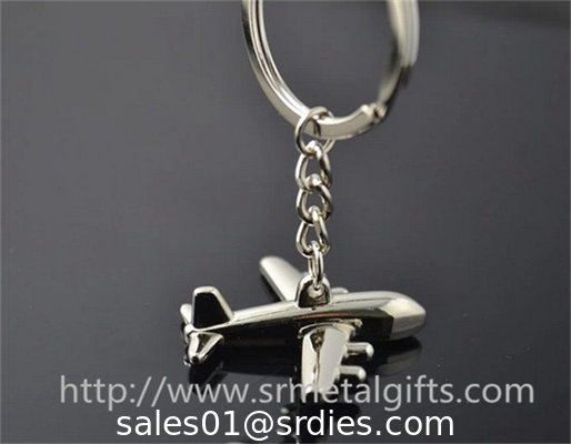 Metal aviation plane model drop charm key chains, cheap metal air plane fob to keychains, supplier