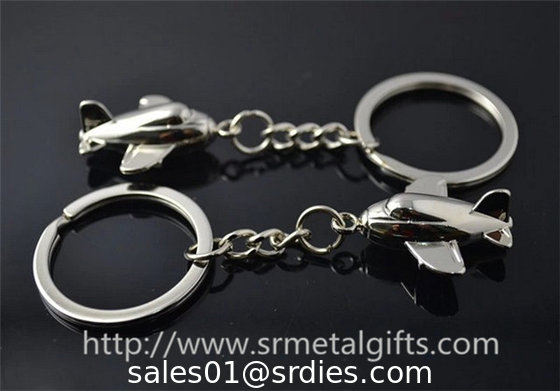 Metal aviation plane model drop charm key chains, cheap metal air plane fob to keychains, supplier