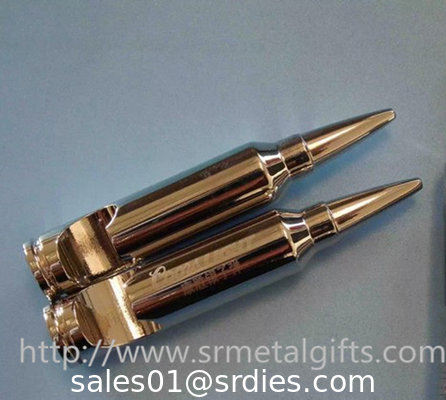 Metal brass plated bullet shaped bottle opener with laser marking logo, dia.1.1cm x 10cm, supplier