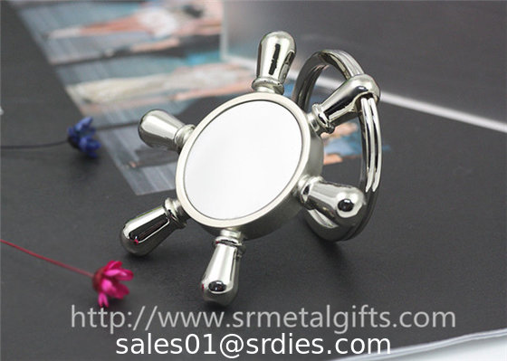 Cheap metal nautical keychains,China alloy metal nautical rudder design key chains in bulk supplier