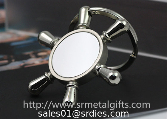 Cheap metal nautical keychains,China alloy metal nautical rudder design key chains in bulk supplier