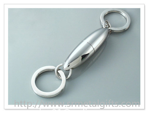 Creative detachable bullet shape pair key chain, custom metal detachable bullet key rings, supplier