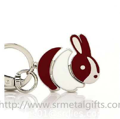 Cheap zamak rabbit fob key rings,zinc alloy rabbit charm pendant keychains,custom keyrings supplier