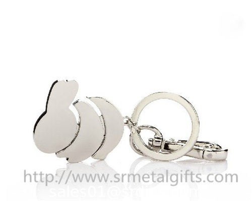 Cheap zamak rabbit fob key rings,zinc alloy rabbit charm pendant keychains,custom keyrings supplier