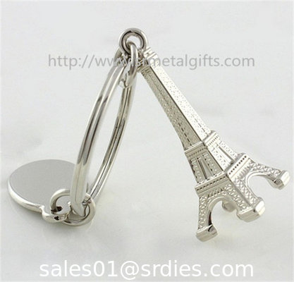Premium metal Eiffel Tower keychains, chrome Tour Eiffel key ring souvenirs small quantity supplier