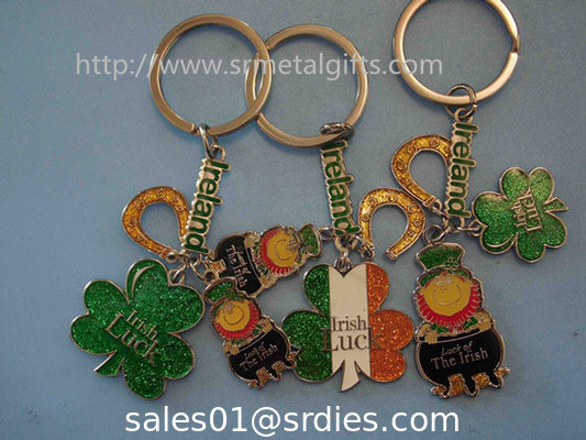 Enamel glittering charm keychain, China metal key chain with enamel glitter drop pendants, supplier
